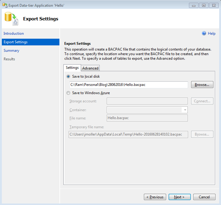 Export and Import the database objects using BACPAC file – Ramasankar ...